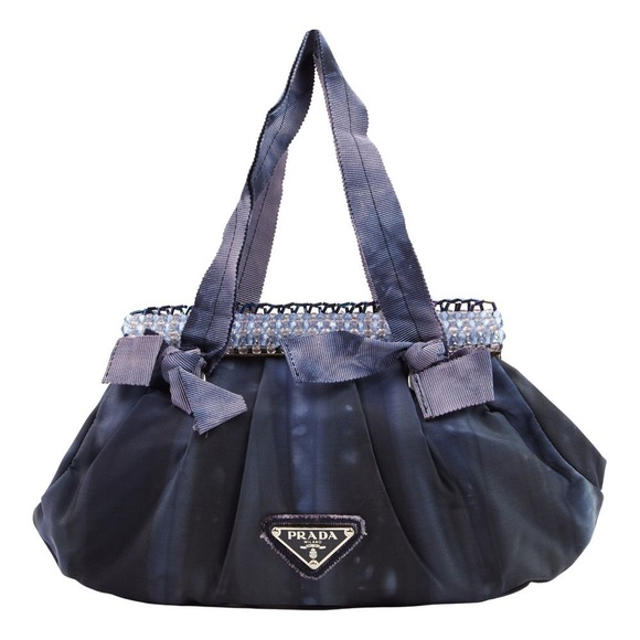 Prada | Bags | Authentic Prada Purple Beaded Tessuto Albastro Belico ...